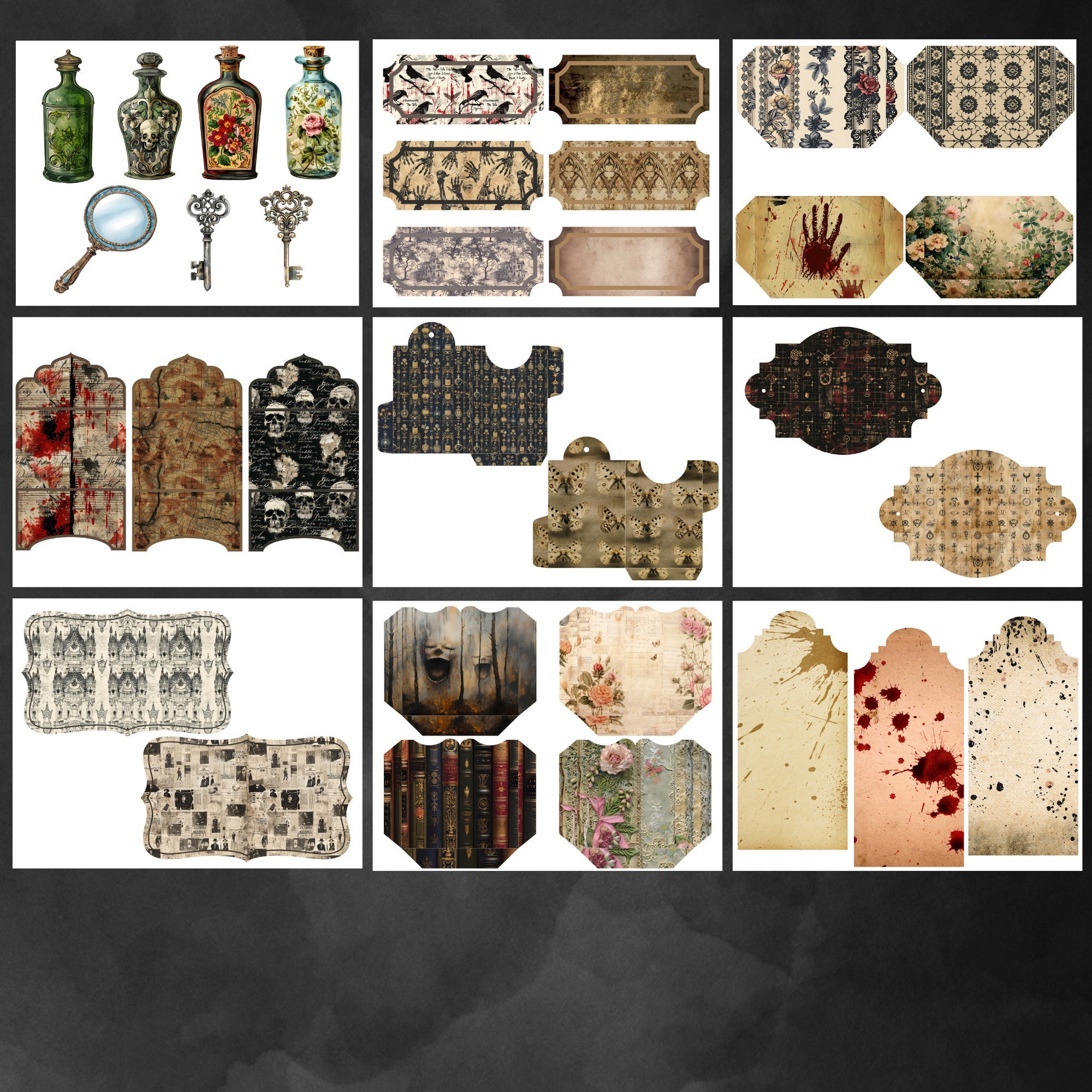 Sleepy Hollow Shadows: Gothic Vintage Junk Journal With Tags, Pockets ...