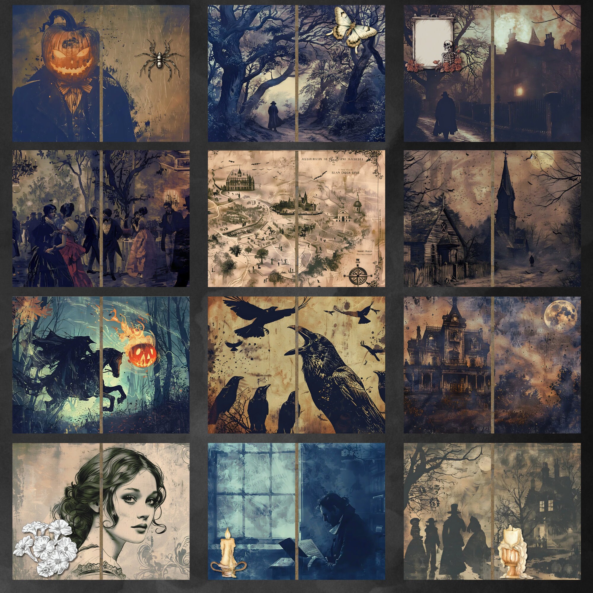 Sleepy Hollow Shadows: Gothic Vintage Junk Journal With Tags, Pockets ...