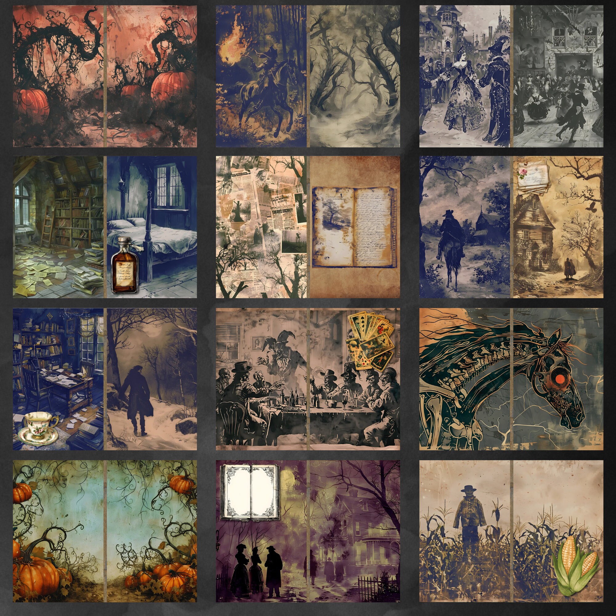 Sleepy Hollow Shadows: Gothic Vintage Junk Journal With Tags, Pockets ...