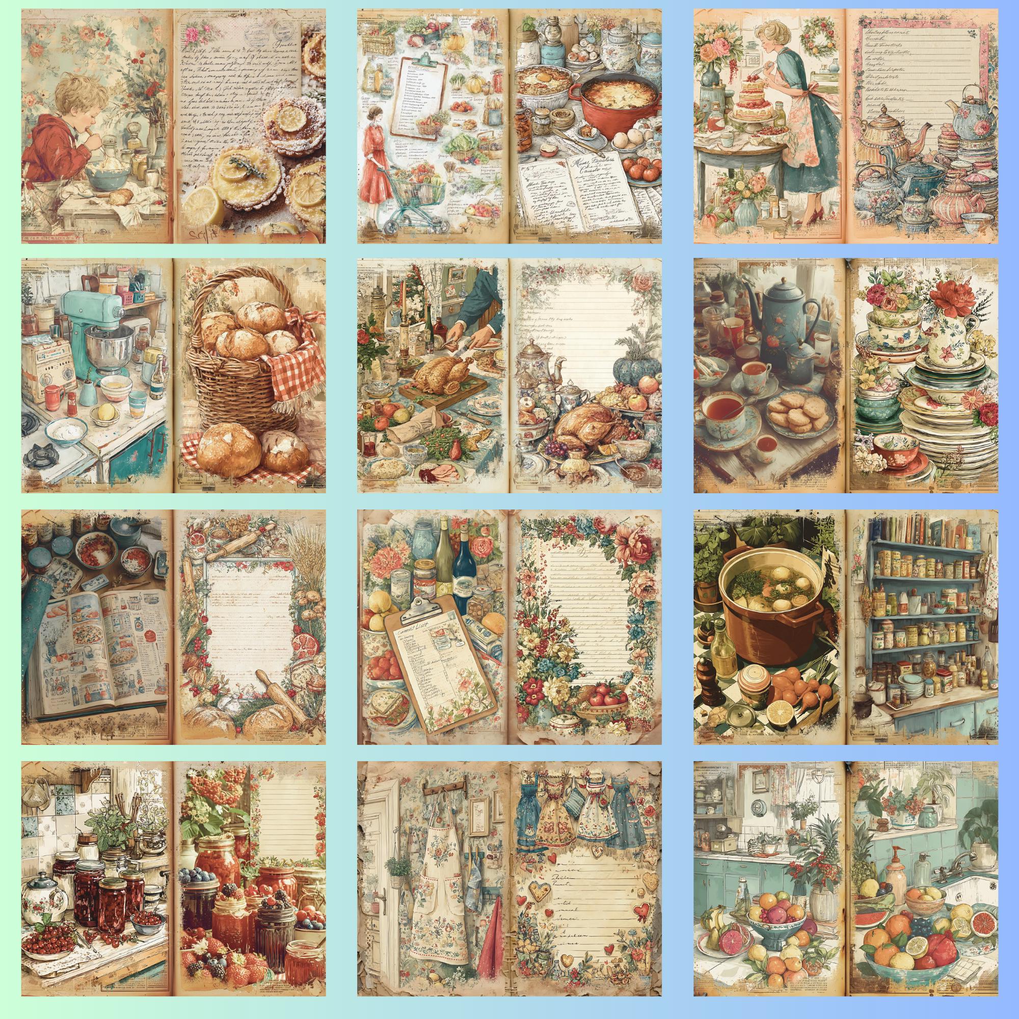 1950s Retro Recipe Junk Journal Pages: Vintage Kitchen Ephemera ...