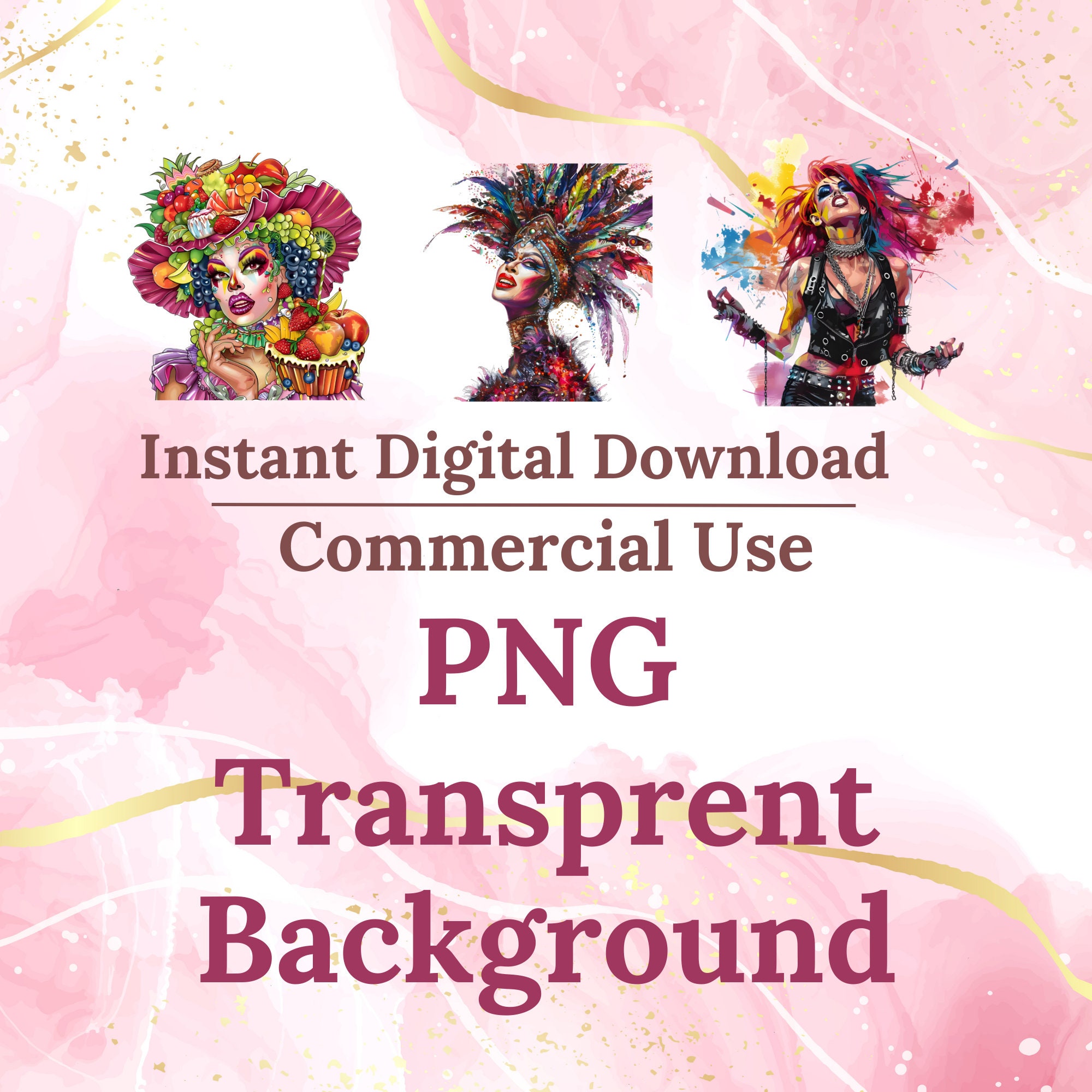 Fabulous Drag Queen Digital Clipart Collection - 70 PNG Images With ...