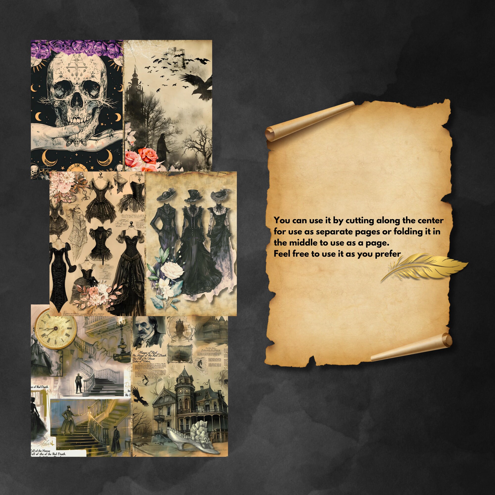 Gothic Horror Ephemera Junk Journal Inspired by Edgar Allan Poe Digital ...