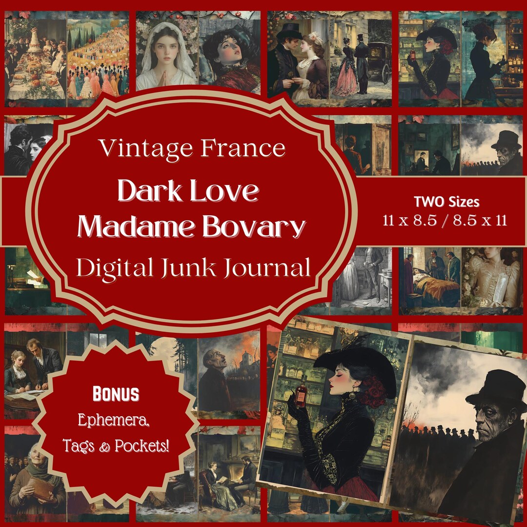 Vintage France Dark Love, Junk Journal Kit: Inspired by Madame Bovary - Digital Scrapbooking ...