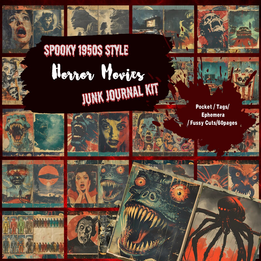 Spooky 1950s Horror Movie Junk Journal Kit (digital Download) - Etsy