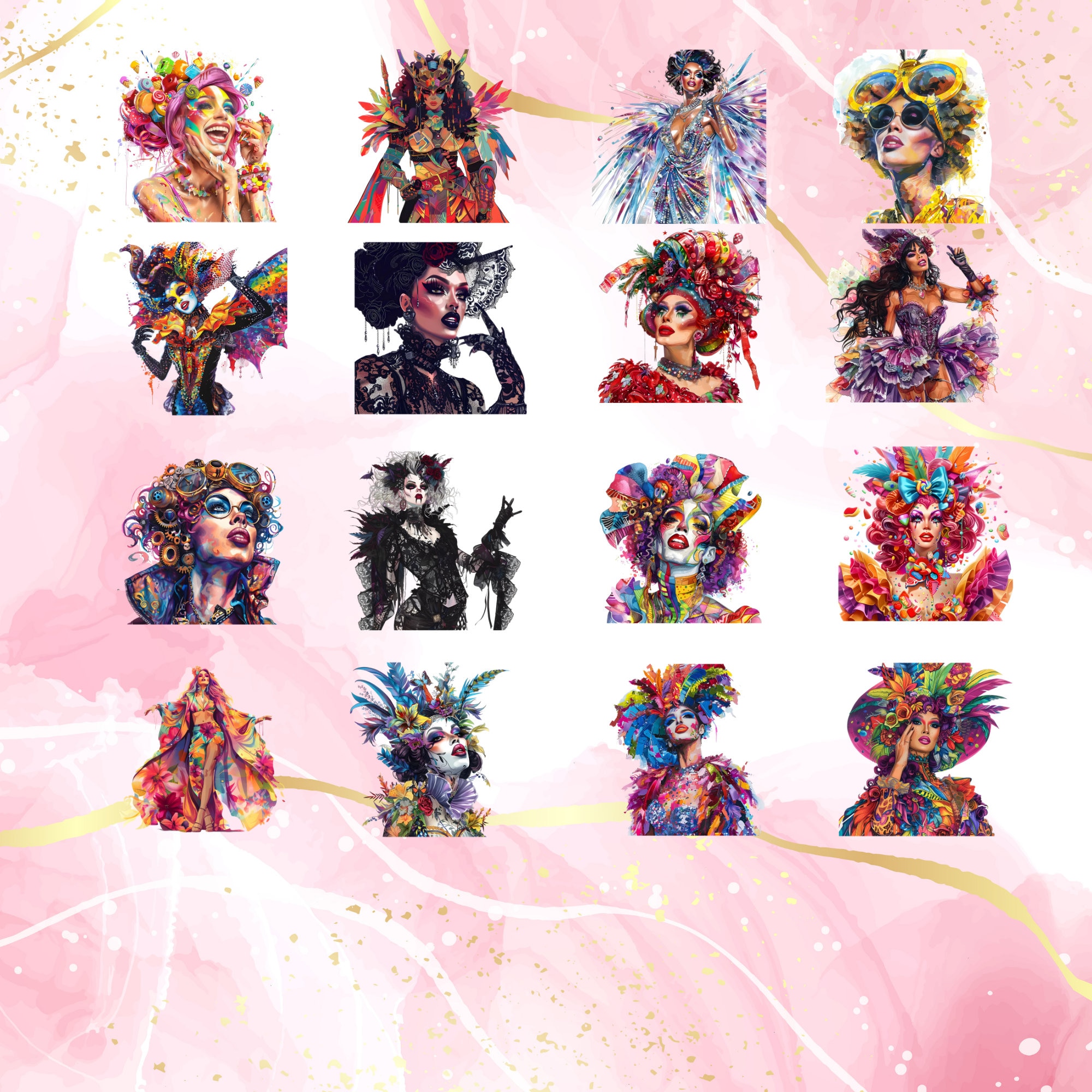 Fabulous Drag Queen Digital Clipart Collection - 70 PNG Images With ...
