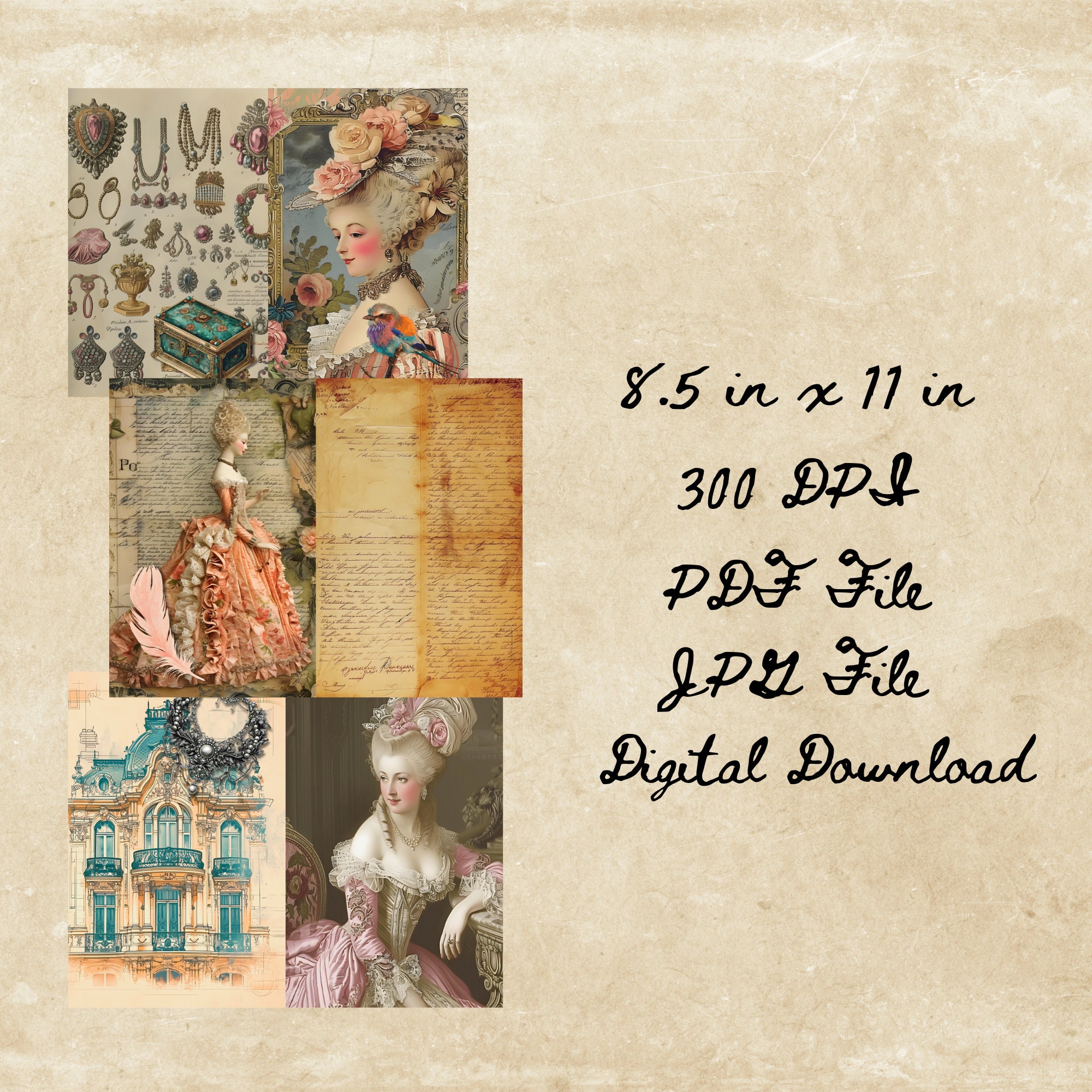 Explore Elegance: Marie Antoinette Junk Journal Kit French Revolution ...