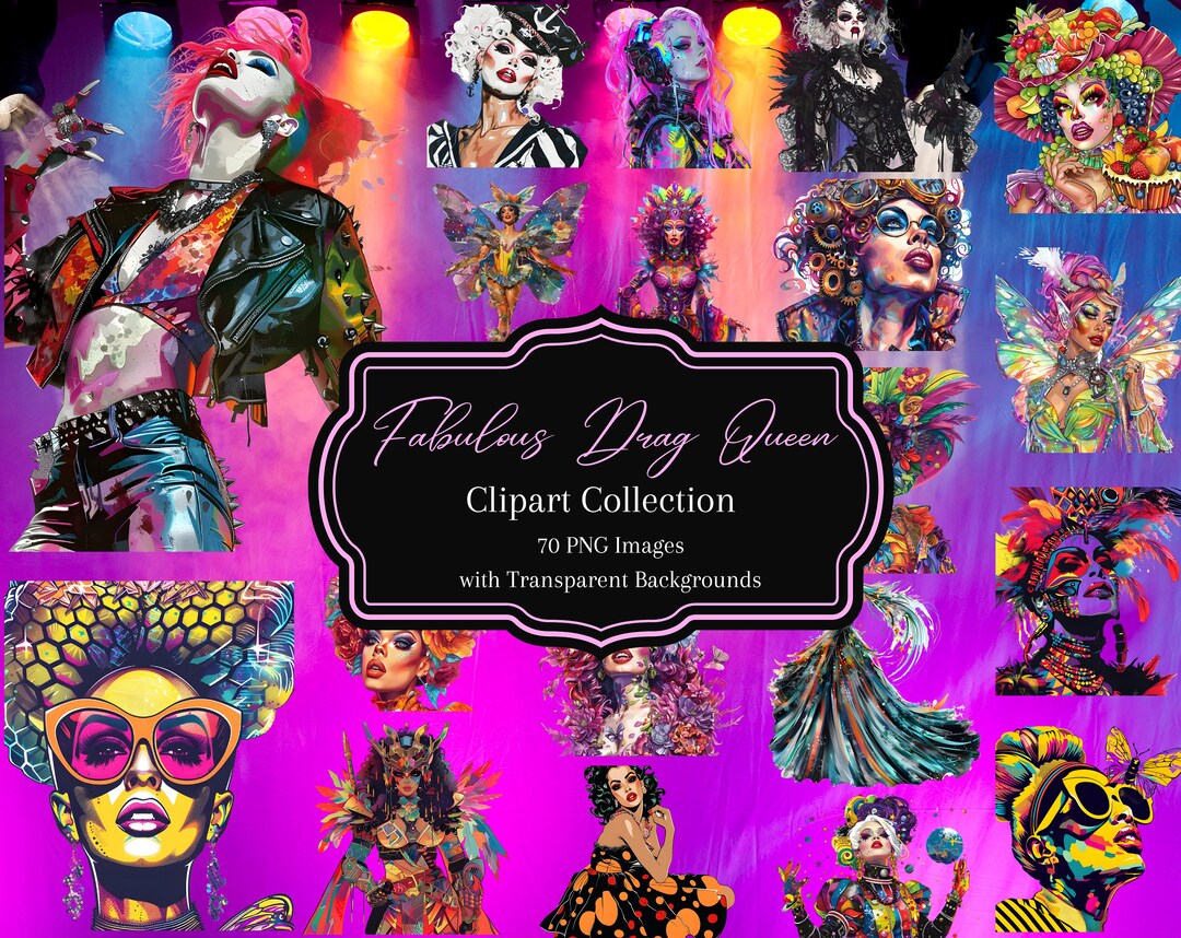 Fabulous Drag Queen Digital Clipart Collection - 70 PNG Images With ...