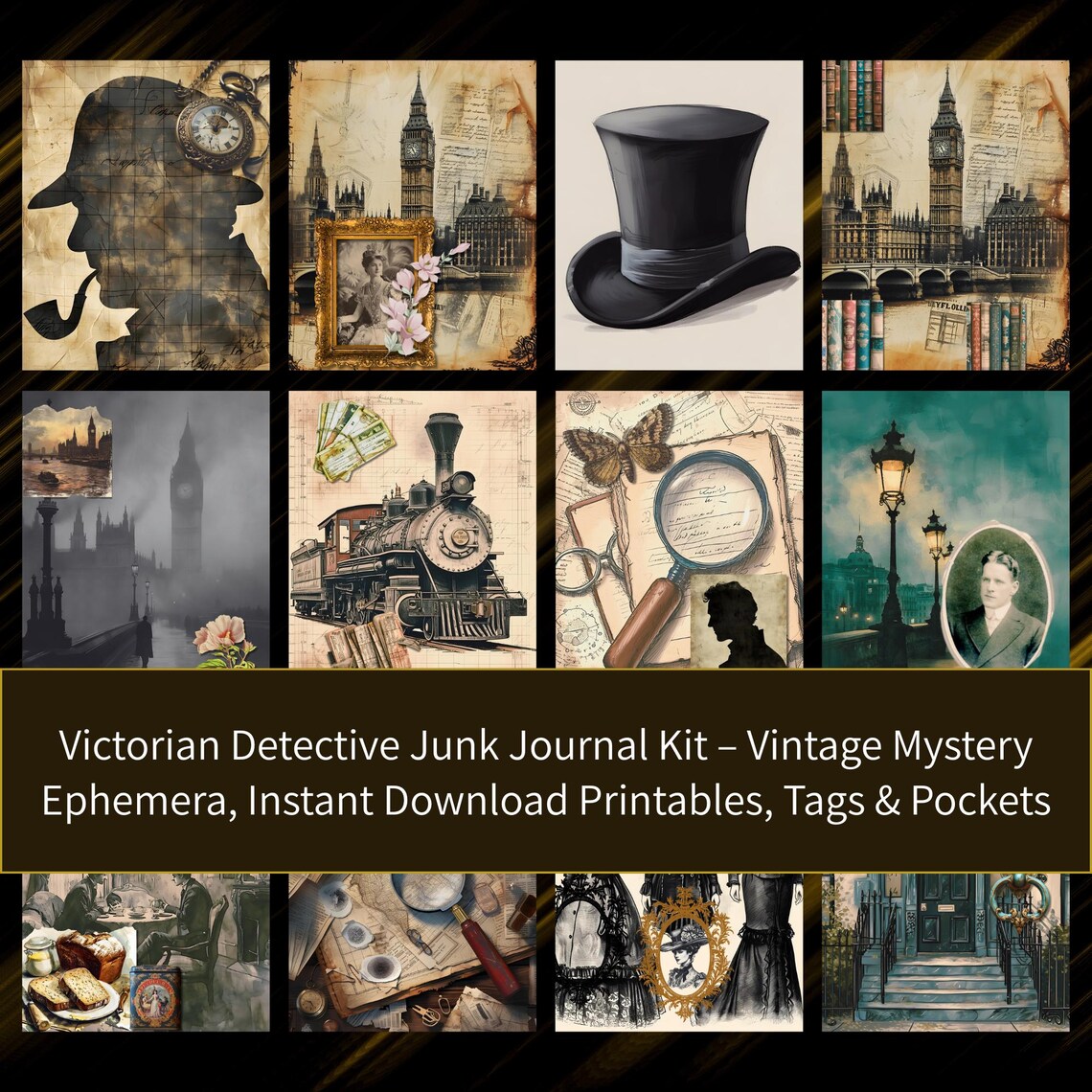 Victorian Detective Junk Journal Kit – Vintage Mystery Ephemera ...