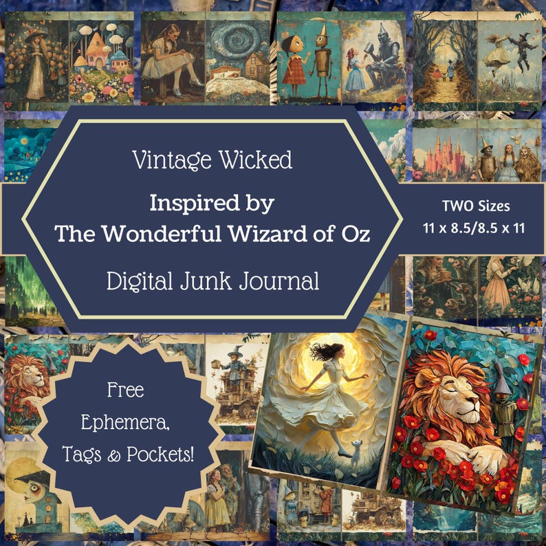 Wizard of Oz Junk Journal: Vintage Ephemera, Scrapbook Pages (digital ...