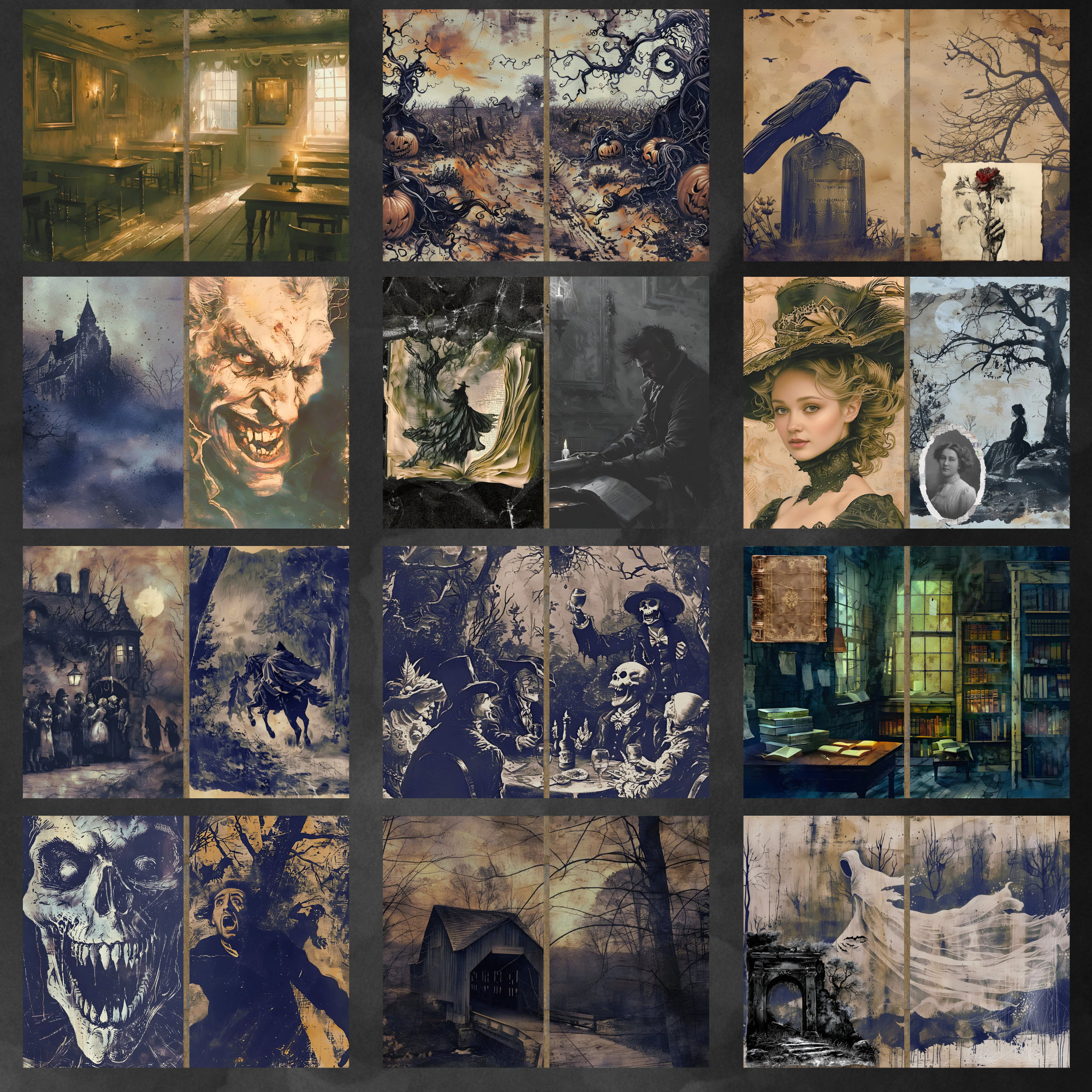 Sleepy Hollow Shadows: Gothic Vintage Junk Journal With Tags, Pockets ...