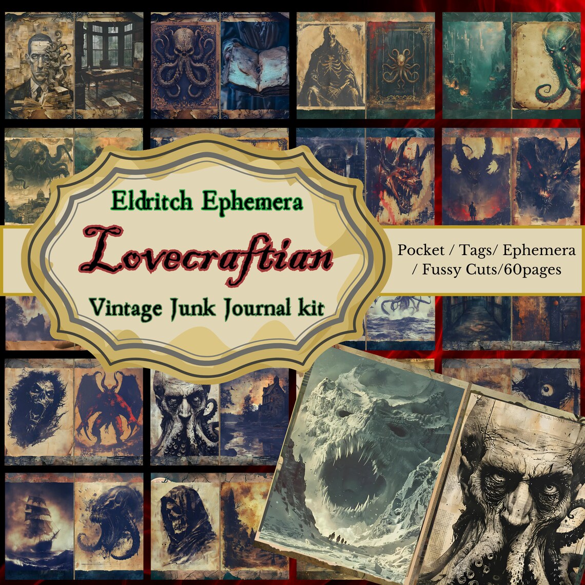 Eldritch Ephemera: Lovecraftian Vintage Junk Journal Kit & Digital ...
