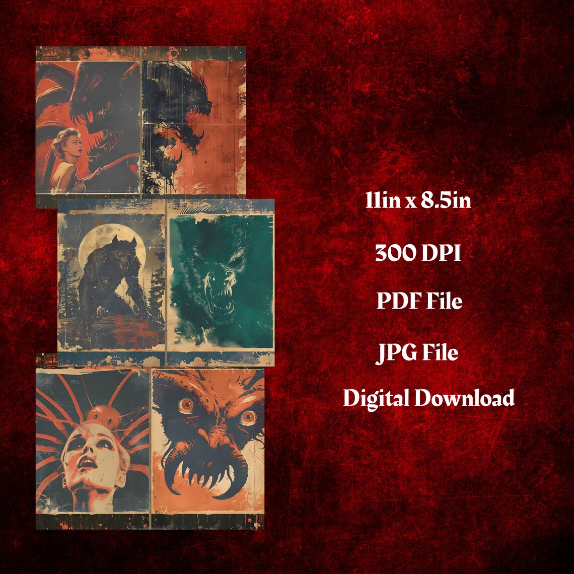 Spooky 1950s Horror Movie Junk Journal Kit (digital Download) - Etsy