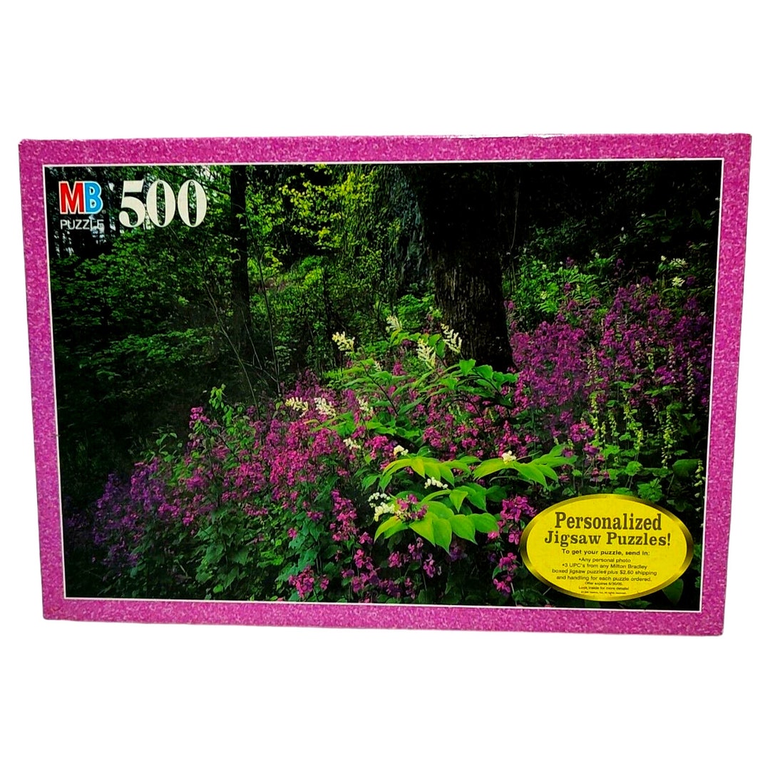 Vintage Milton Bradley Croxley 500 Piece Jigsaw Puzzle Purple Flower ...
