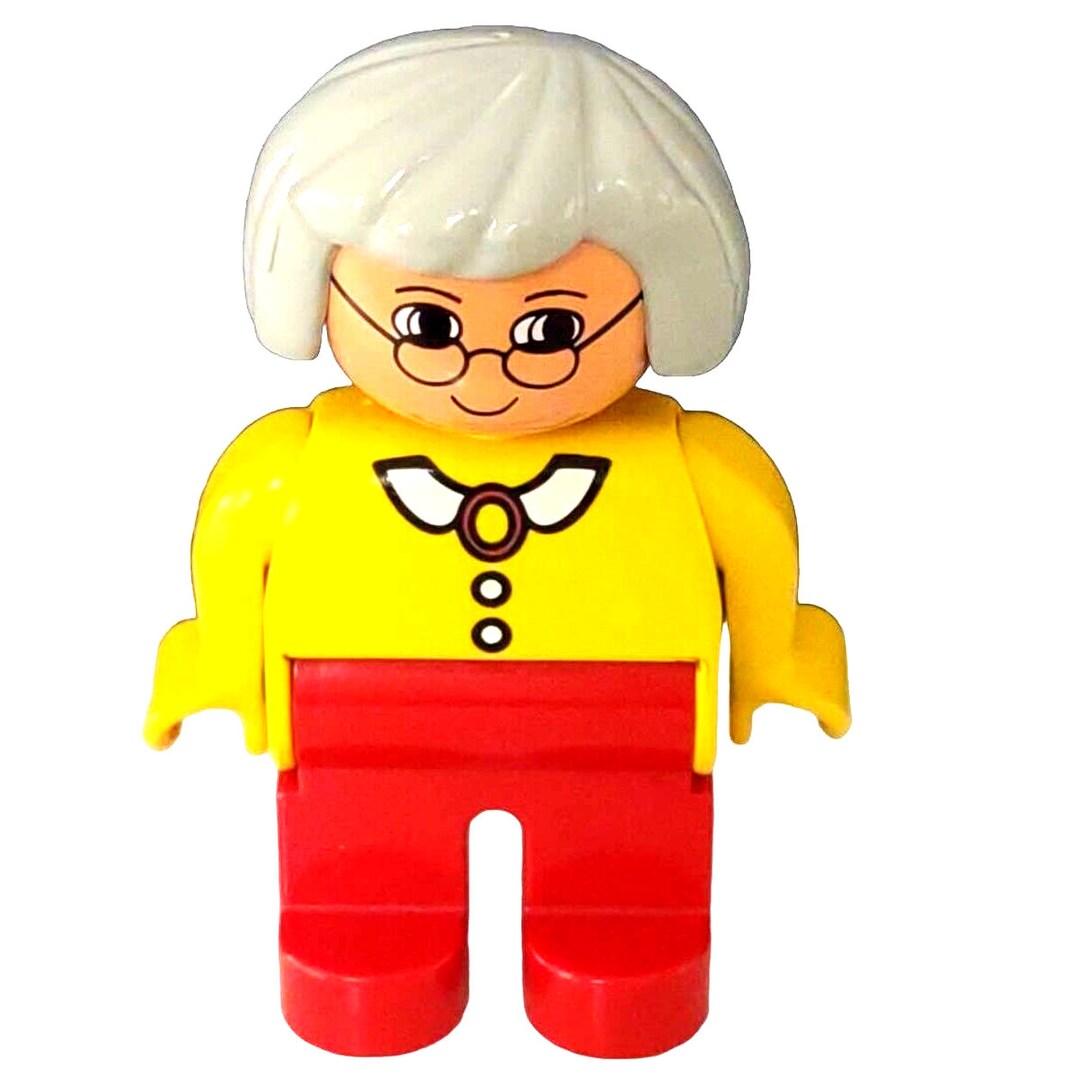Lego Duplo Grandma Grandmother 2.5" Figure Grey Hair Vintage W/ Glasses ...