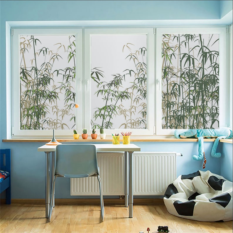 Decortive Window Film Privacy Green Plant Bamboo Static Cling - Etsy