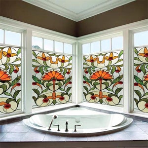 Customized Size 3D Textured Window Film Stained Glass Design UV ...