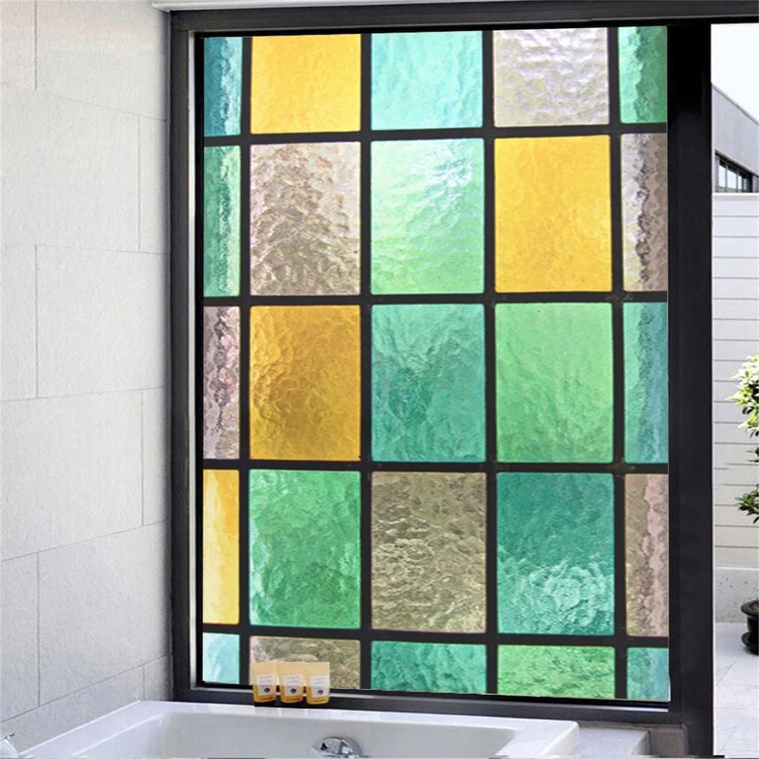 Sun-blocking Window Film - Custom Color Geometric Design, Privacy Glass ...