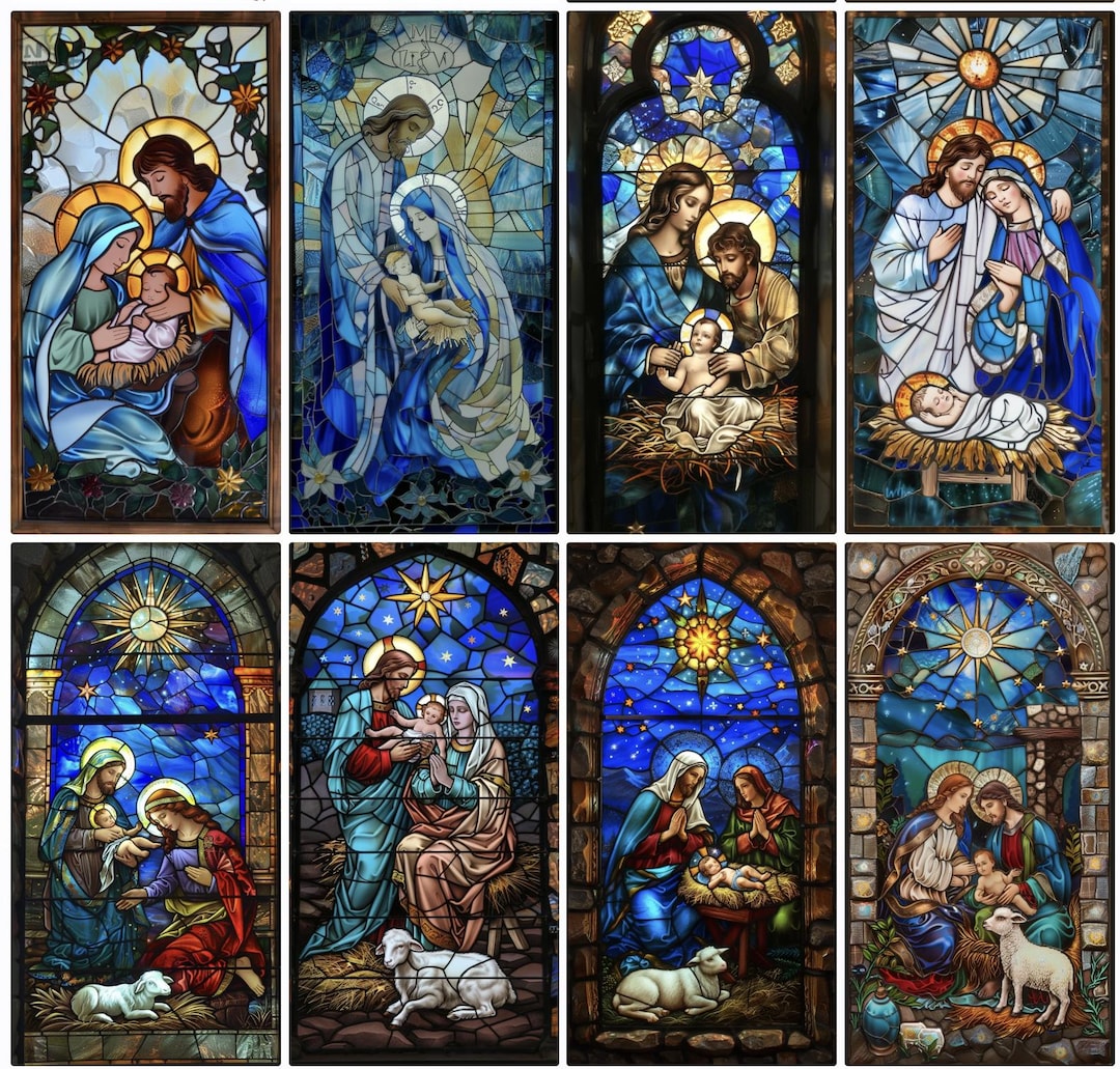 Custom Religious Christmas Stained Glass Film - Nativity Scene Design ...