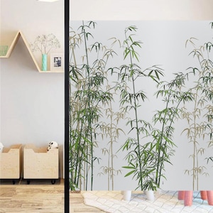 Decortive Window Film Privacy Green Plant Bamboo Static Cling Window ...