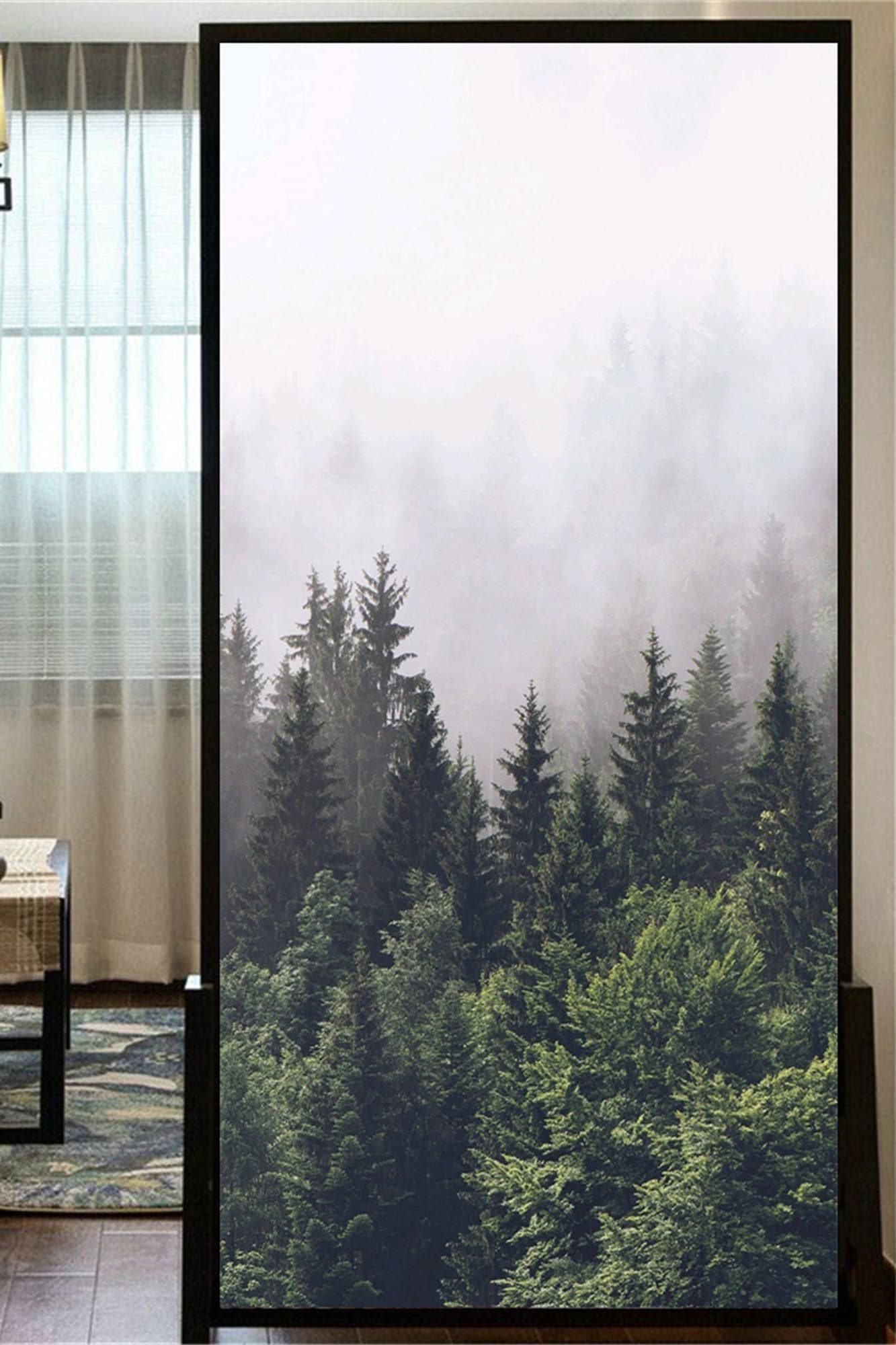 Customize Decortive Window Film Privacy Mountain Forest Static Cling ...