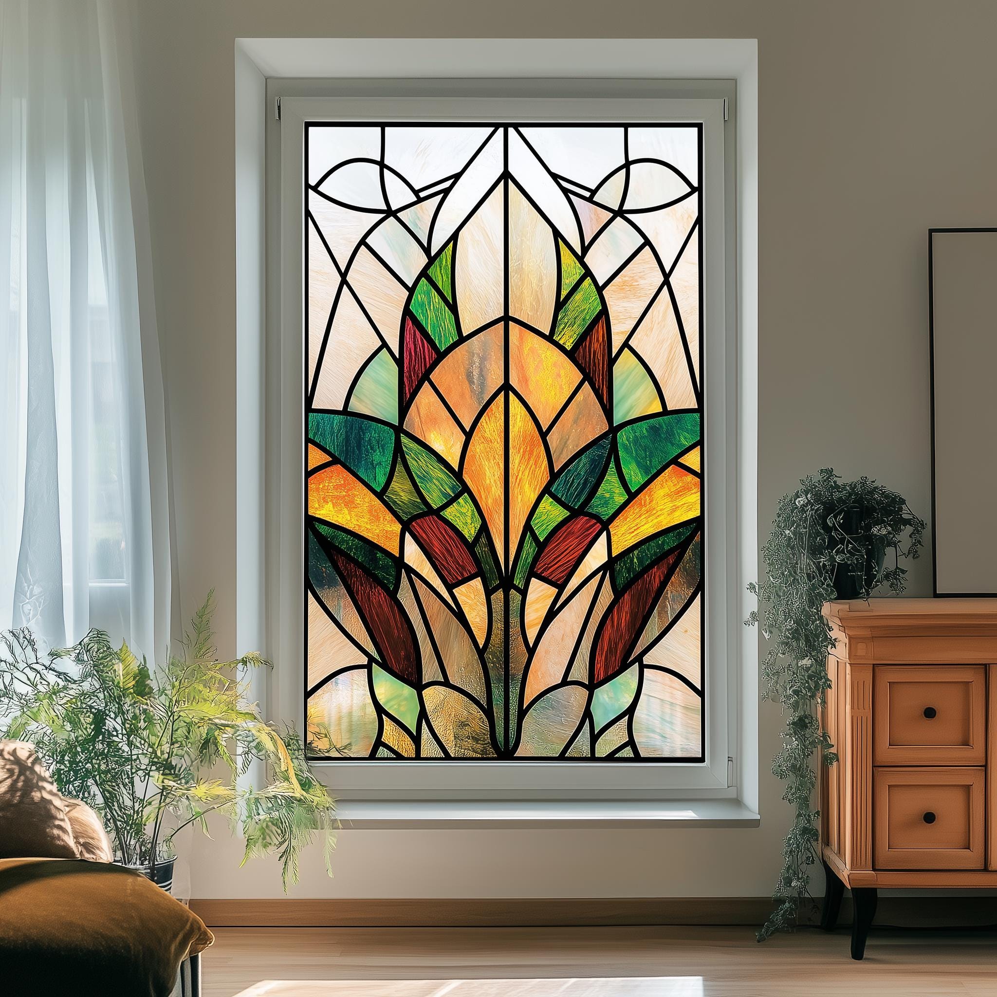 Art Deco Stained Glass Window Film – Privacy Frosted Decorative Glass ...