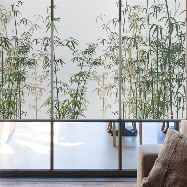 Decortive Window Film Privacy Green Plant Bamboo Static Cling - Etsy