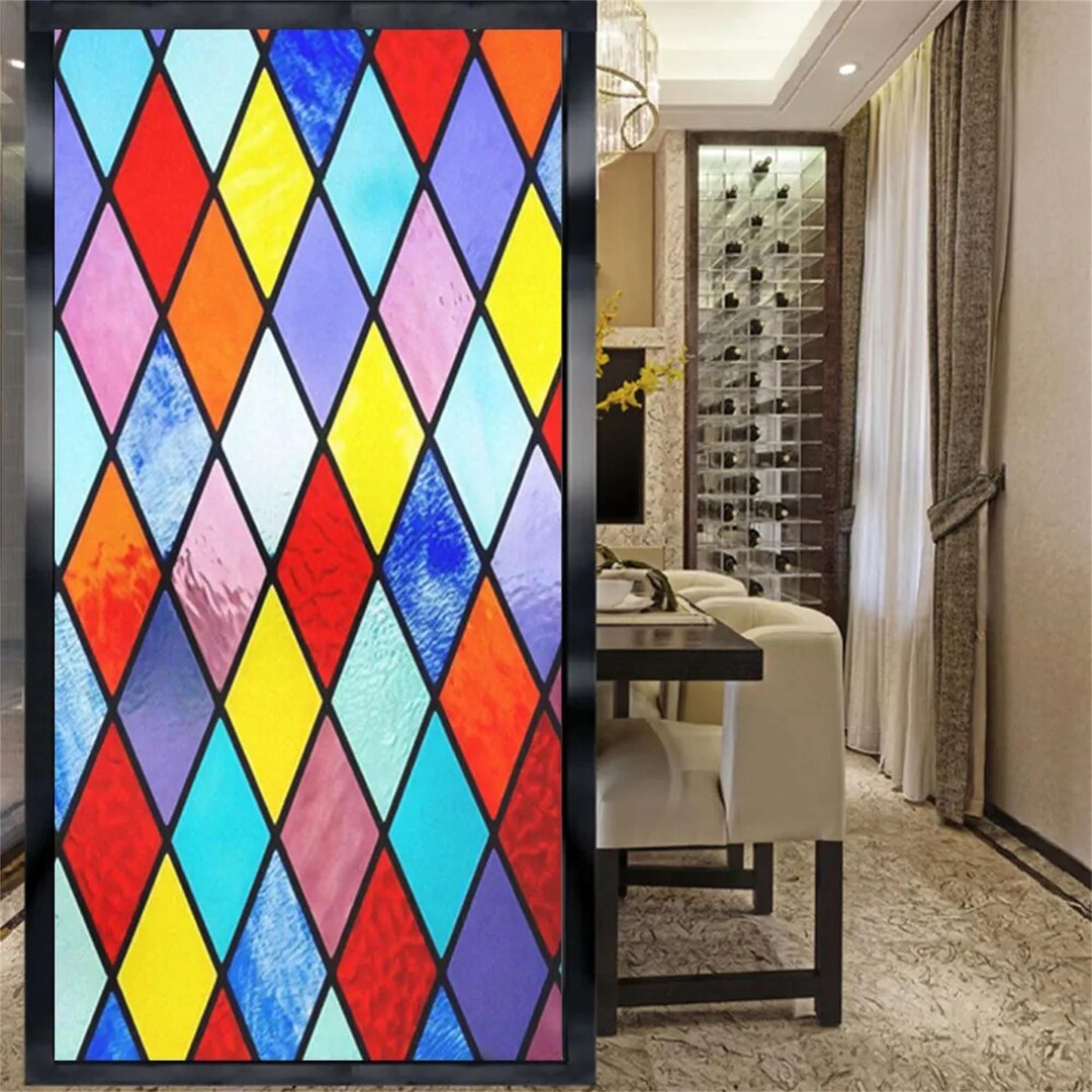 Frosted Glass Window Stickers - Custom PVC, Color Lattice Design, Anti ...