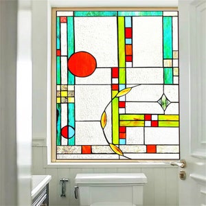 Privacy Window Film Stained Glass Window Decals Heat Blocking Frosted ...