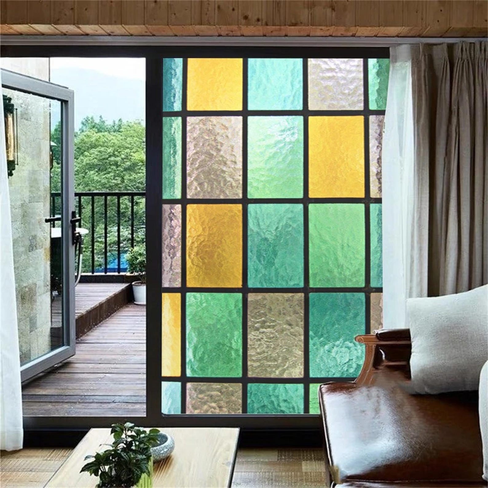 Sun-blocking Window Film - Custom Color Geometric Design, Privacy Glass ...