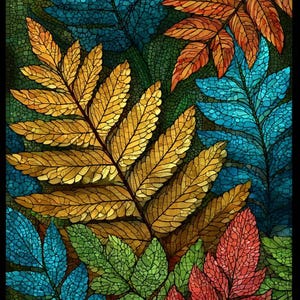 Custom Stained Glass Window Film – Tall Fern Forest Design for Privacy ...