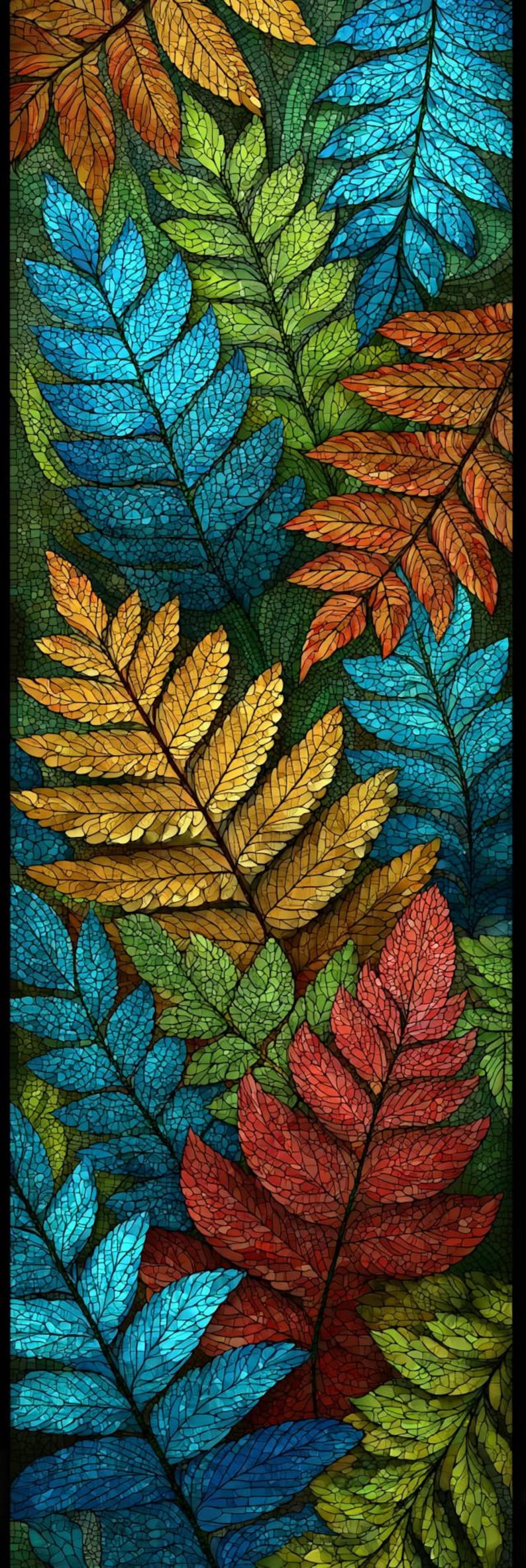 Custom Stained Glass Window Film – Tall Fern Forest Design for Privacy ...