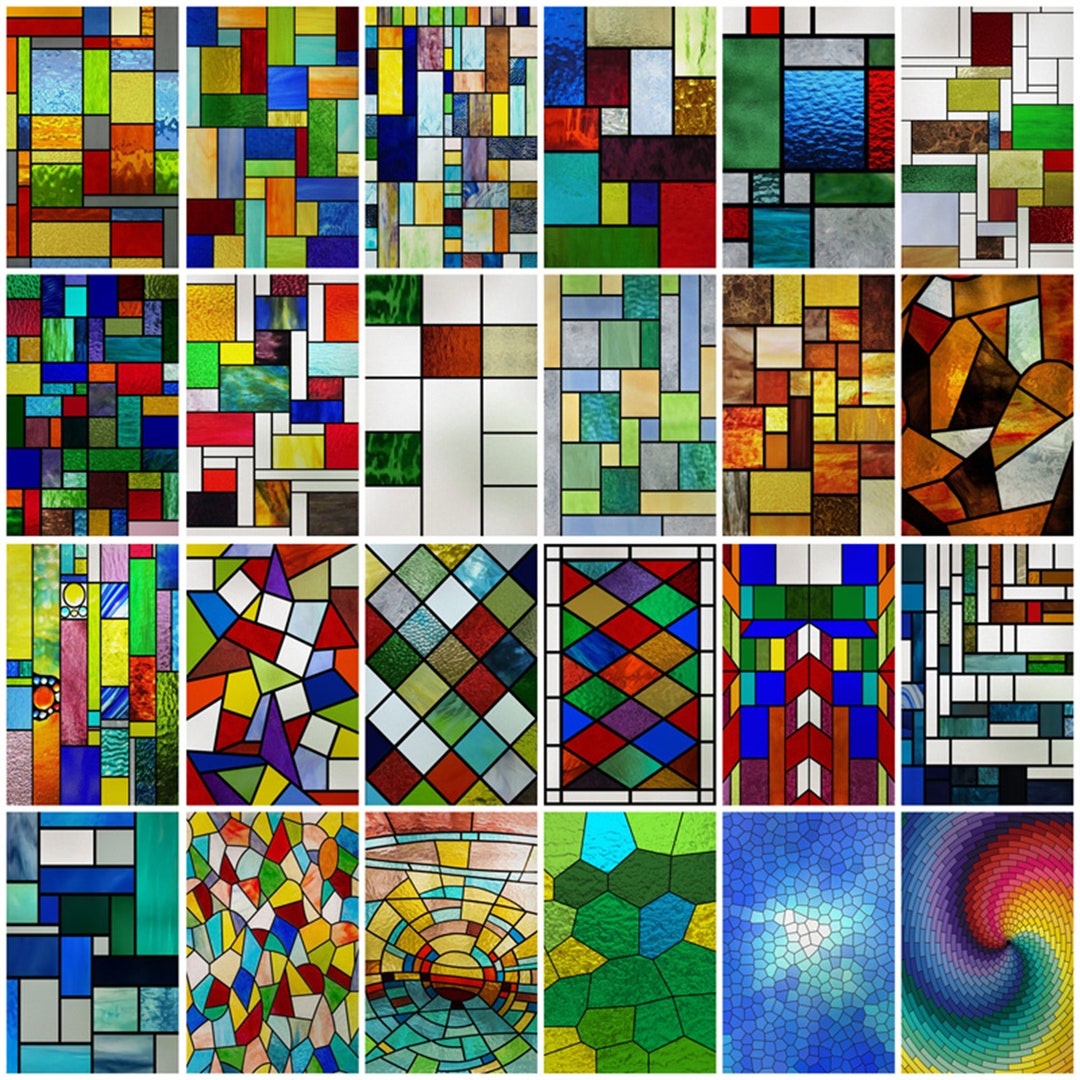 Stained Glass Window Film Double Sided Static Cling Window Cling Non Adhesive Glass Windows