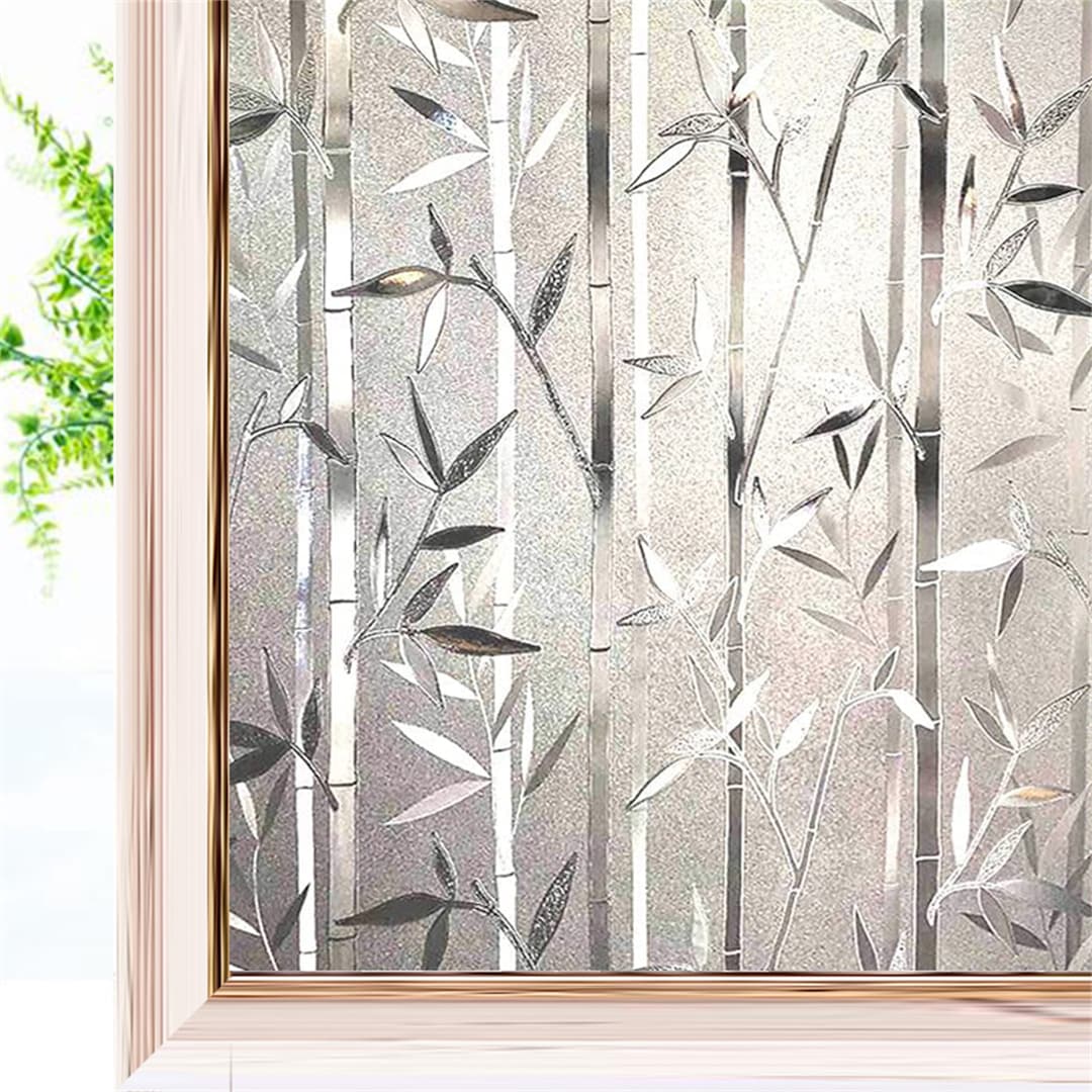 Bamboo Window Film Stained Glass Film Frosted Privacy Window Decal ...