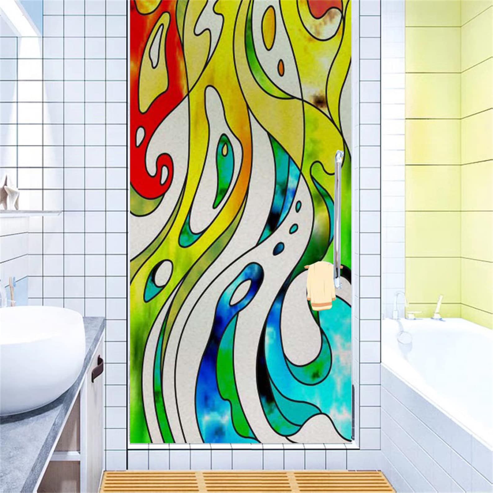 Custom Size Stained Glass Window Film Retro Baroque Style Vintage ...