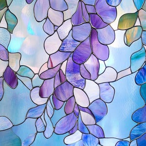 Purple Wisteria Stained Glass Window Film – Elegant Floral Privacy ...