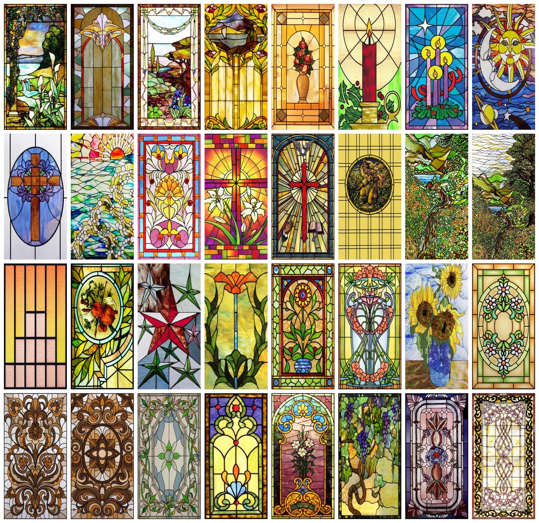 Stained Glass Window Film - Nature Landscapes, Floral Patterns ...