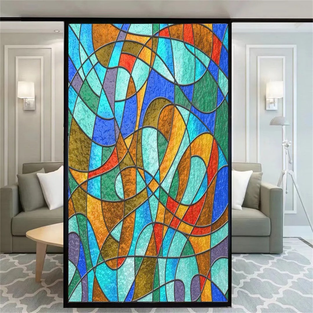 Custom Size Abstract Art Privacy Window Film - Sun-blocking Static ...