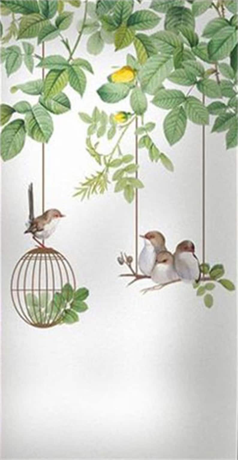 Birds on Green Plant Window Clings Removable Green Leaf - Etsy
