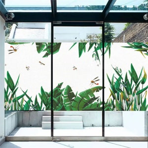 Garden Oasis Window Privacy Film Greenery Print Frosted Non-adhesive ...