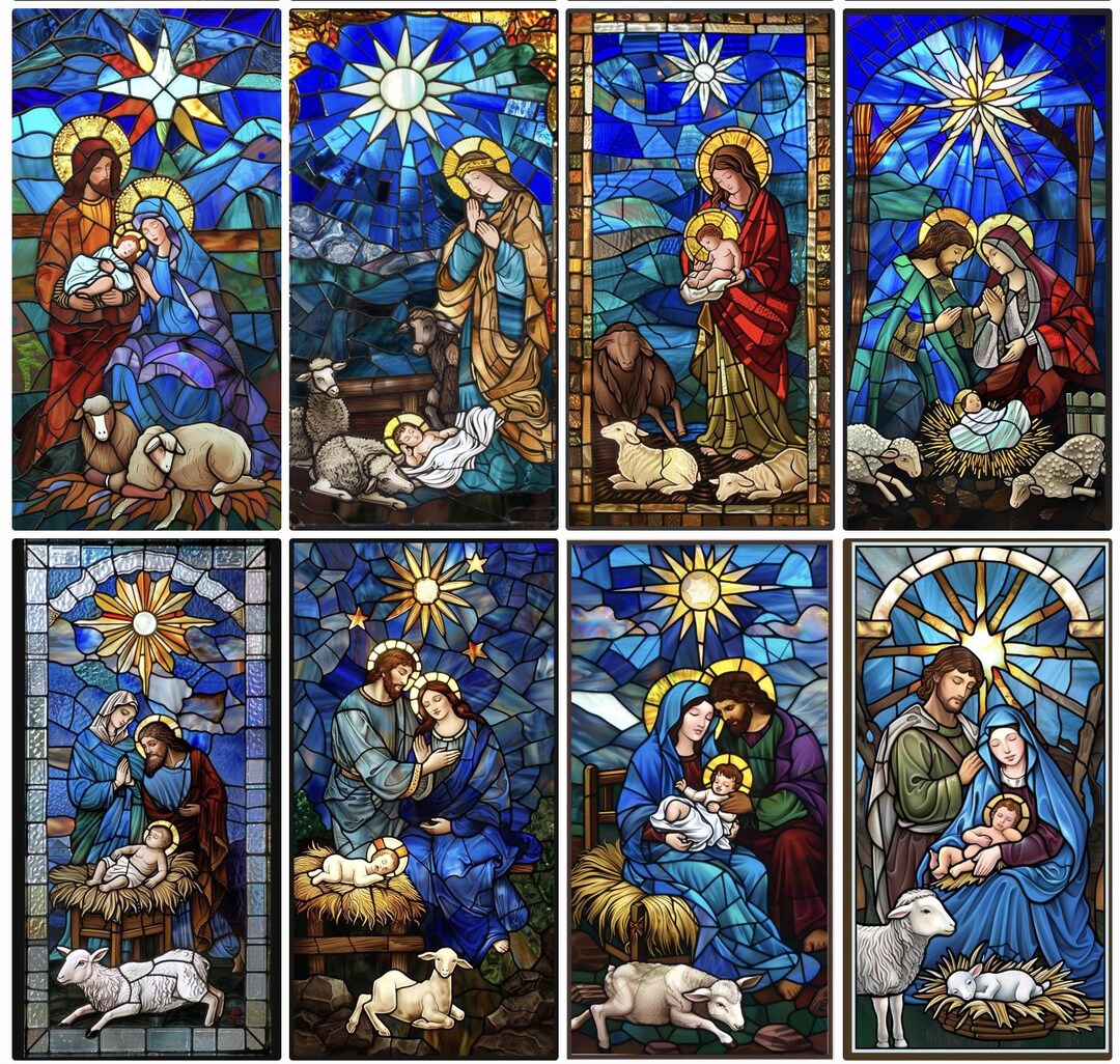 Nativity Scene Stained Glass Window Film Holy Family Christmas Decor ...