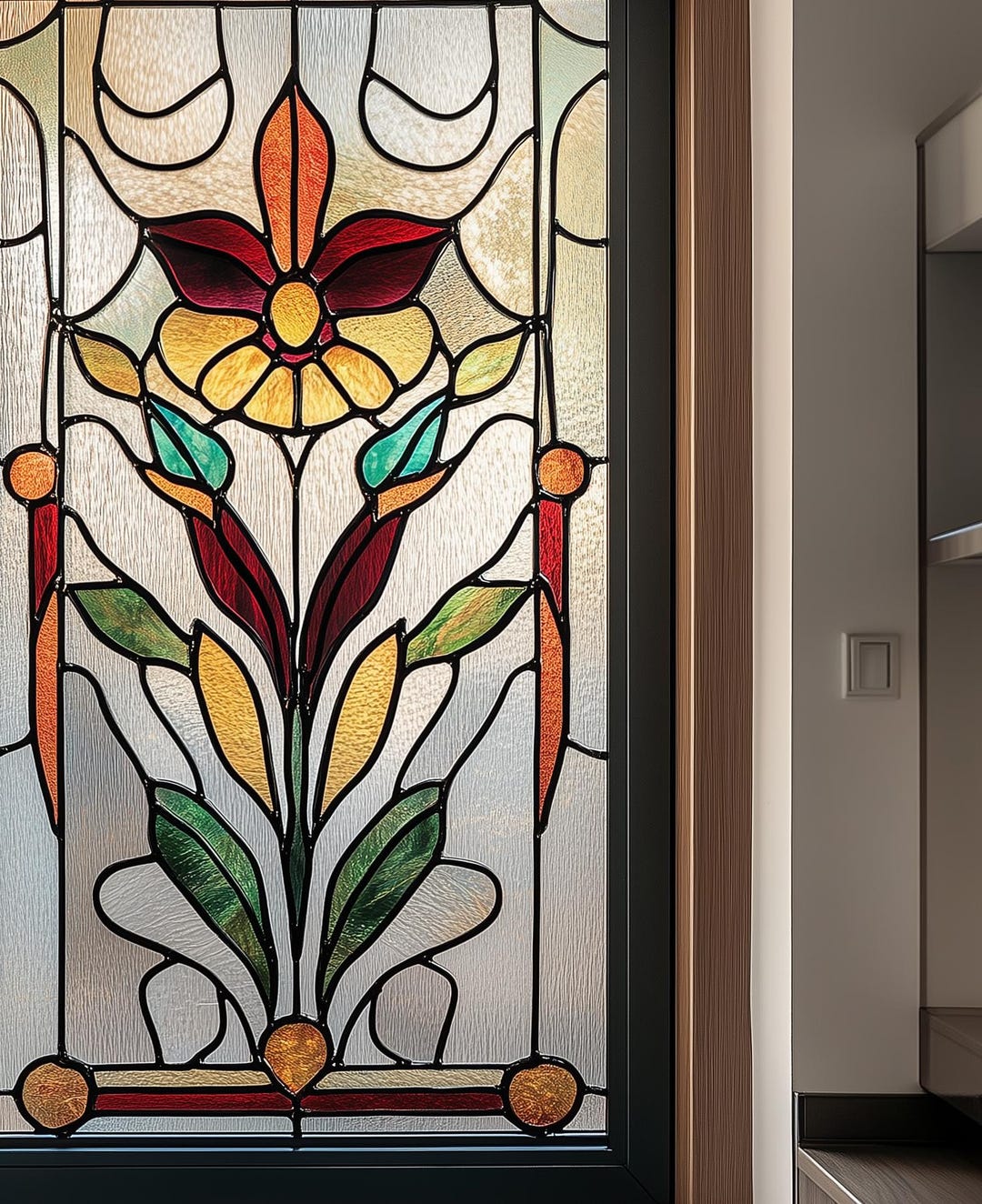 Artistic Stained Glass Window Film – Tulip Design Privacy Frosted Film ...