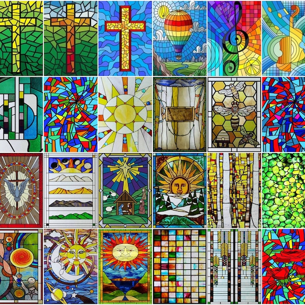 Cross Stained Glass Window Film - Etsy