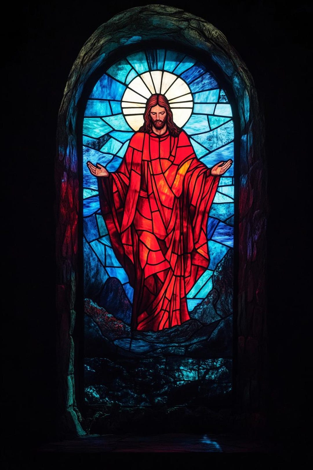 Jesus Christ Blessing Stained Glass Window Film - Custom Decorative ...