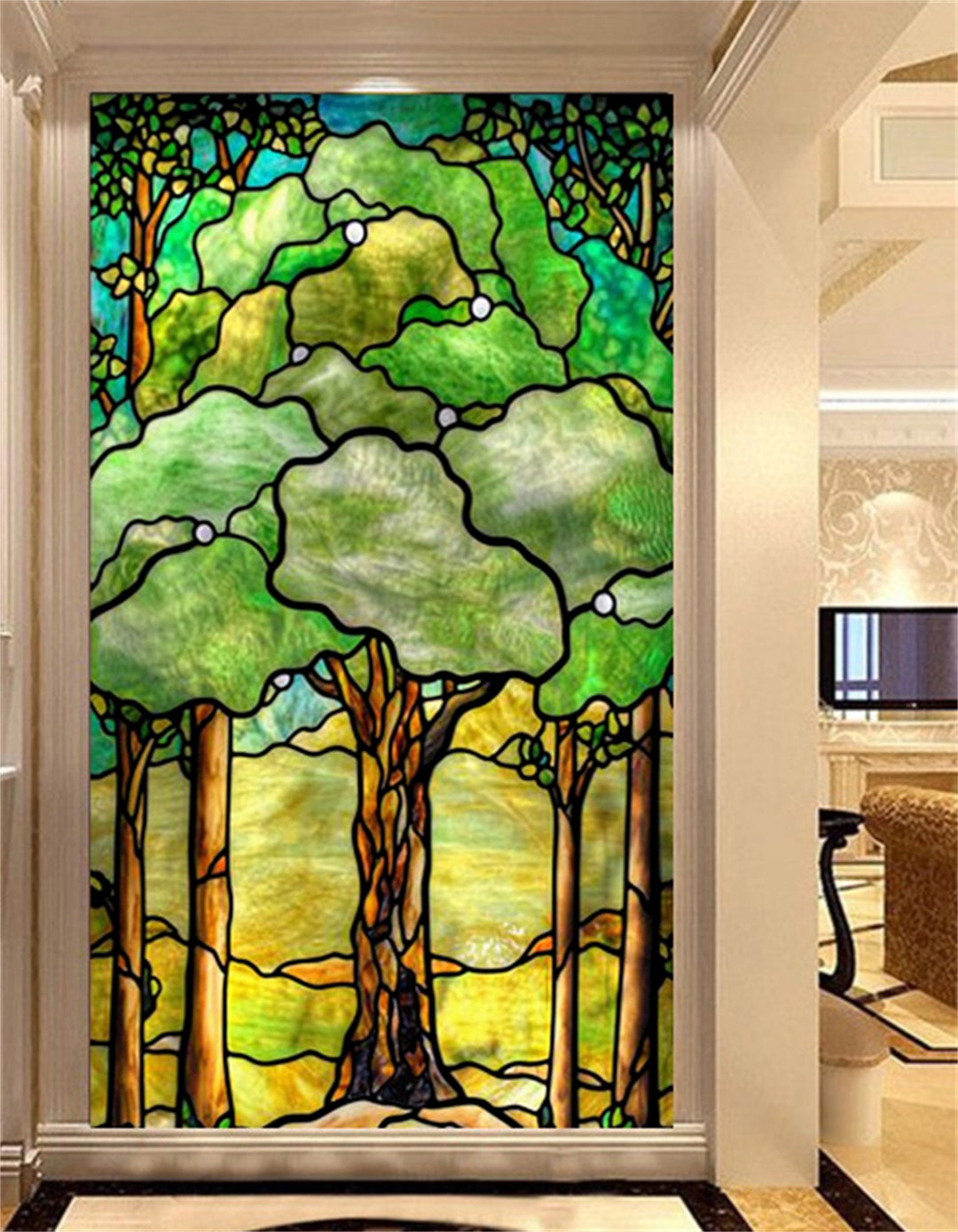 Window Privacy Film Stained Glass Opaque Non-adhesive Frosted Window ...