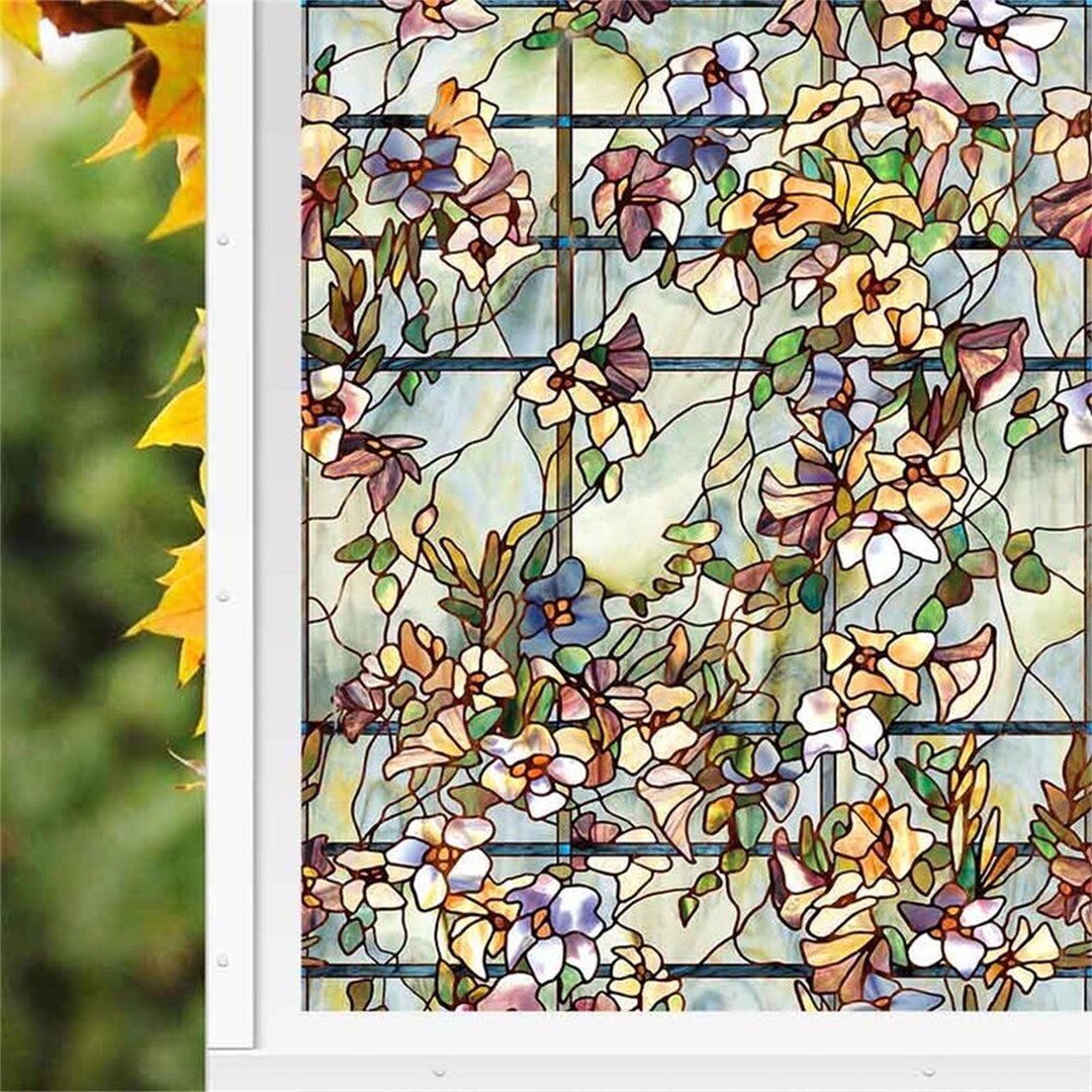 Custom Size European Style Window Film - Retro Flower Pattern, Frosted ...