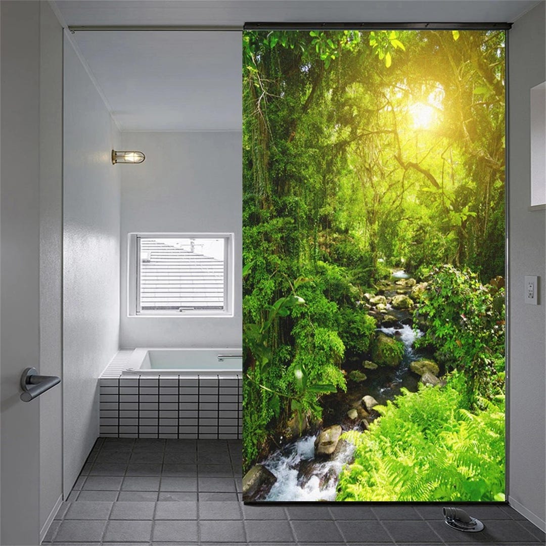 Custom Size Tropical Rainforest Privacy Window Film – Static Cling, UV ...
