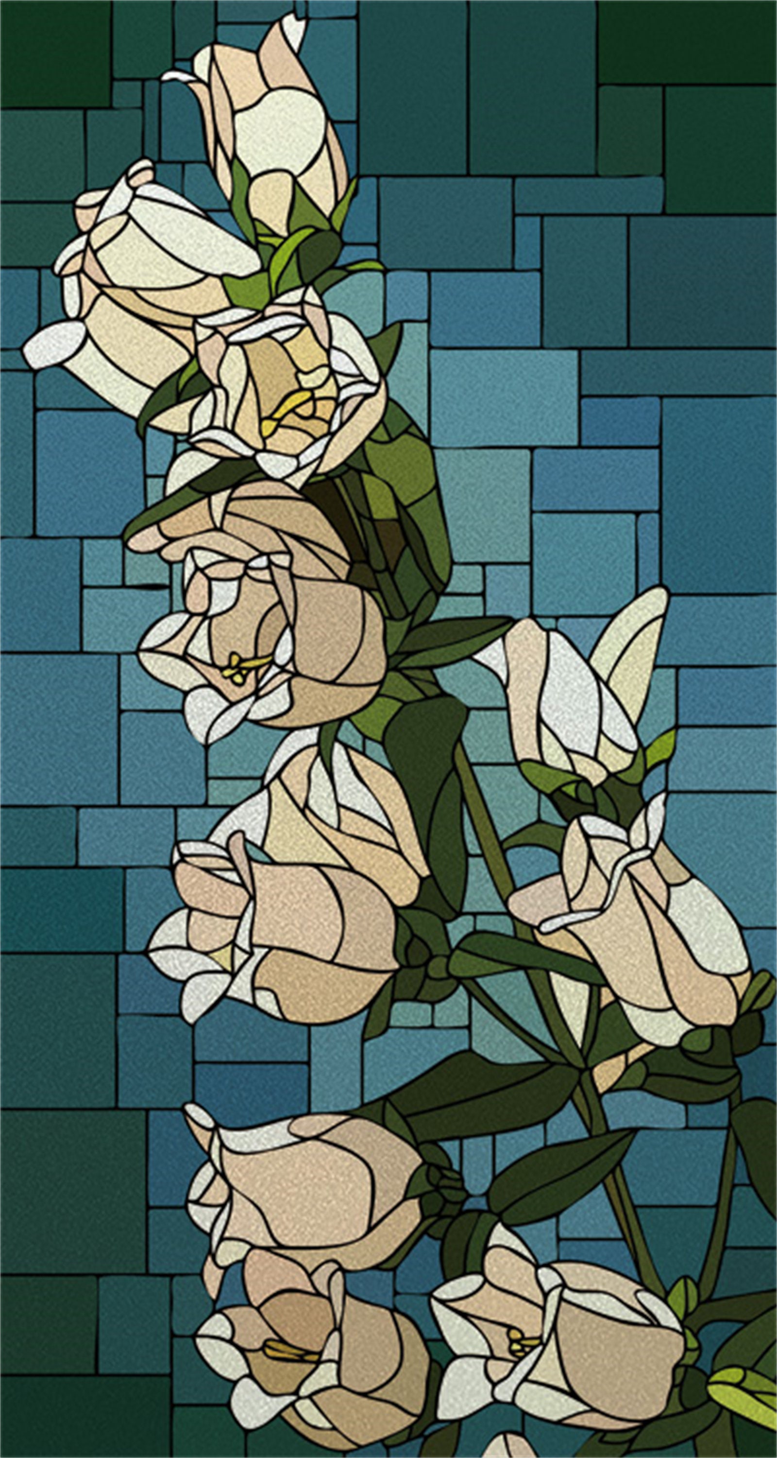 Window Film Stained Glass Stickers,custom Size Static Cling Rose,flower ...