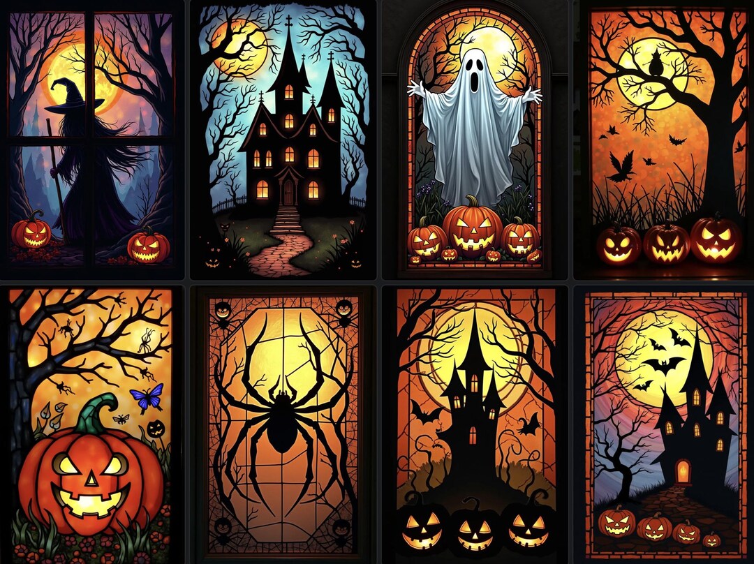 Halloween Window Film Static Cling, Assorted Spooky Designs, Custom ...