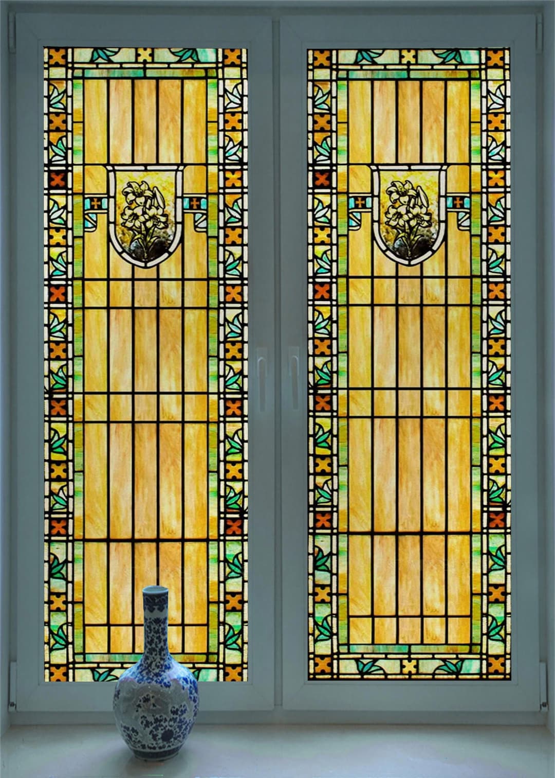 Frosted Stained Glass Window Film – Church Style Static Cling Privacy ...