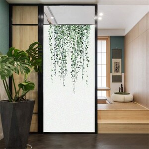 Privacy Window Film Frosted Green Grass Plant Decorative Window Sticker ...